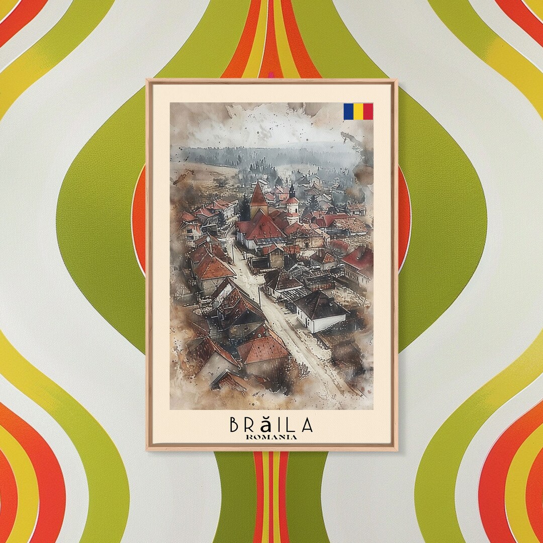 Brila Romania Travel Poster Framed Canvas Print, Cityscape Art, Wall ...