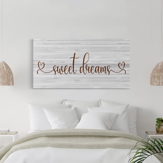 Sweet Dreams Sign Large Bedroom Wall Decor Over the Bed Farmhouse Decor Wall Art Decor Canvas Print Bedroom Wall Decor Guest Room Etsy