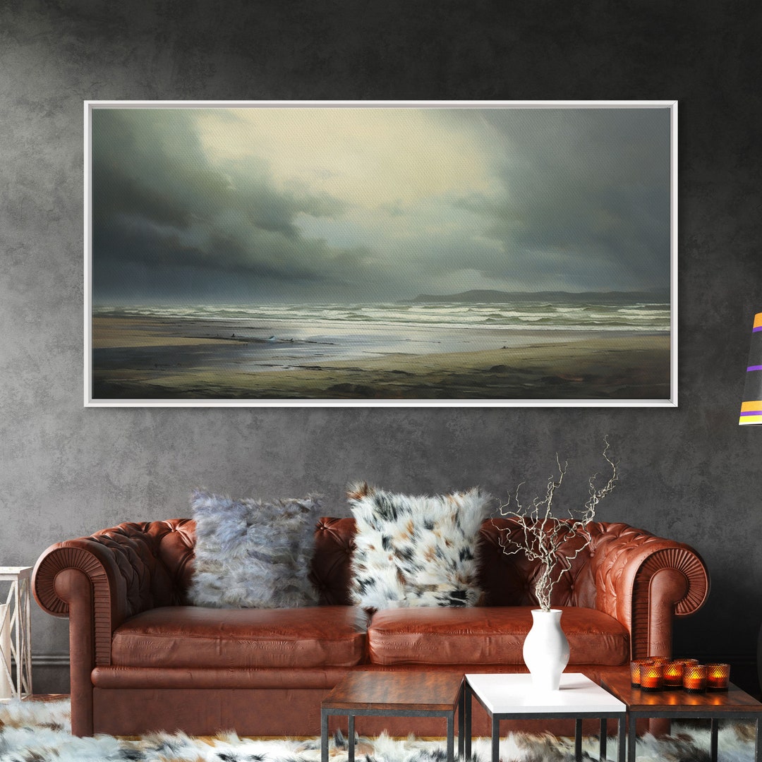 Moody Muted Landscape Oil Painting Canvas Print Wall Art, Nature Framed ...