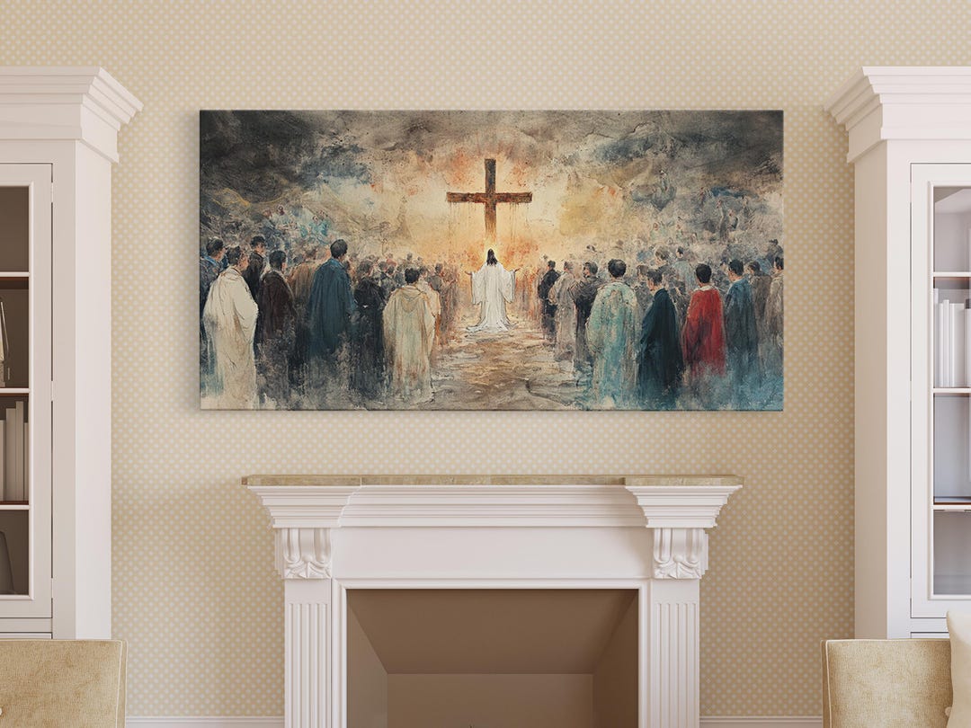 Unveiling the Cross Good Friday Nihonga Style Framed Canvas Print ...
