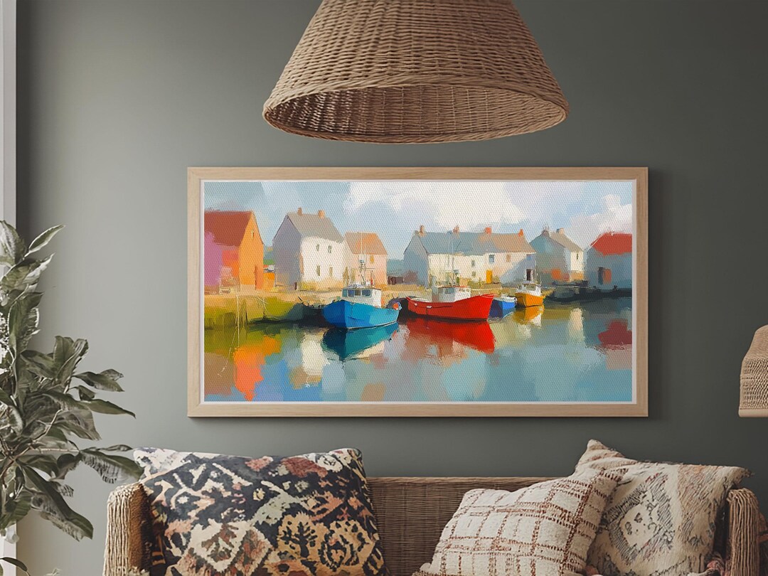 Retro Nantucket Wall Art Framed Canvas Print | Nantucket Oil Painting ...