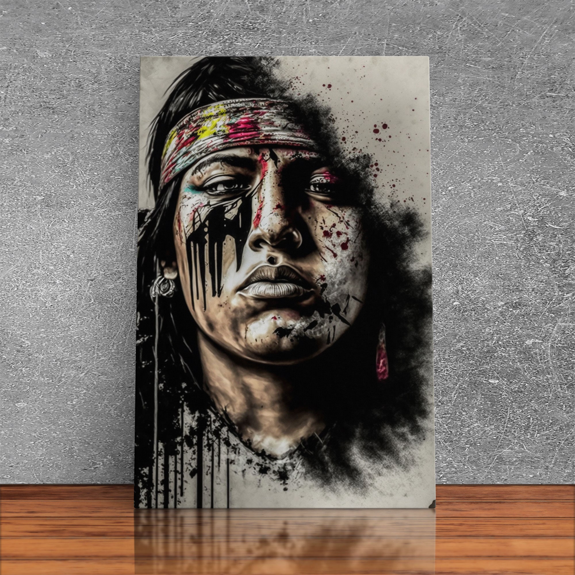 Brutal Graffiti Art Native American Warriors Portrait Framed - Etsy