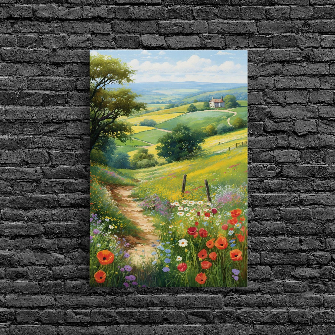 Countryside Wall Art, Wildflowers Wall Art, Meadow Wall Print, Canvas ...