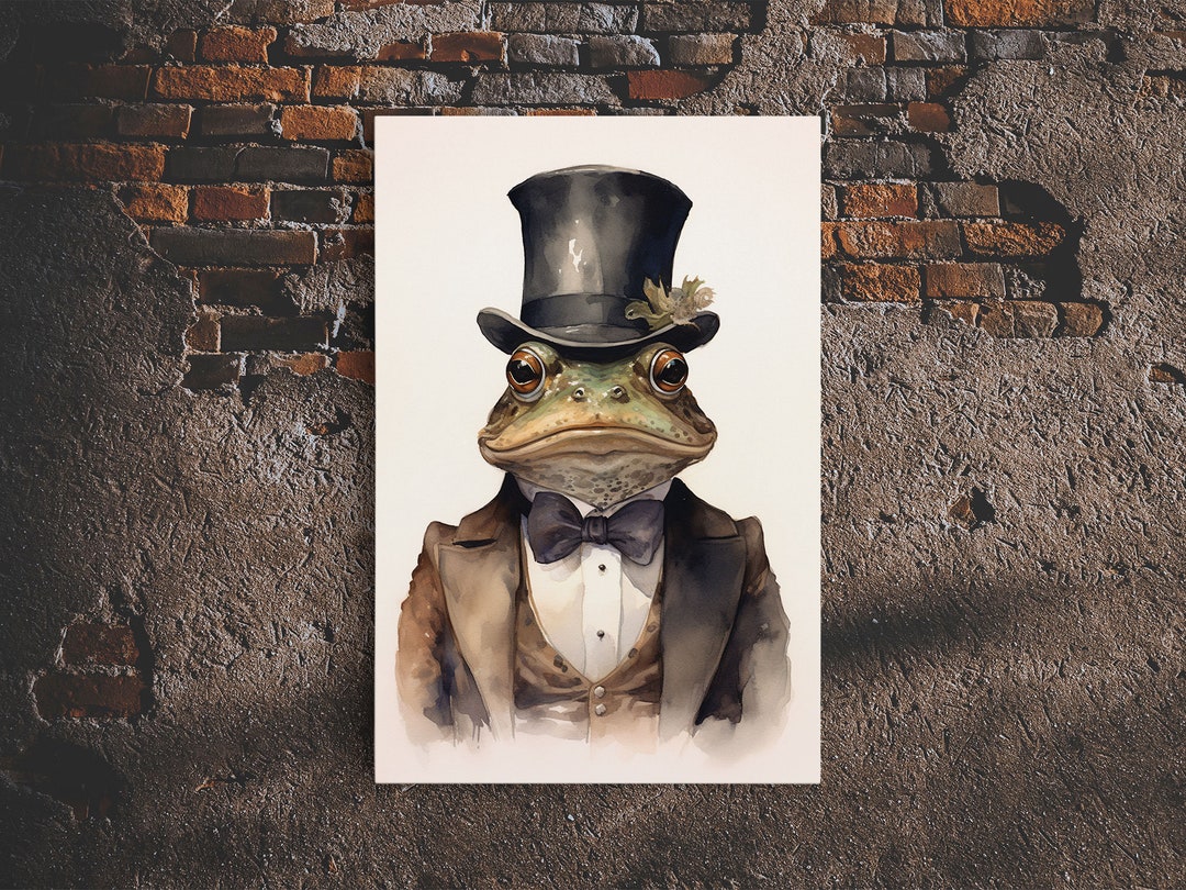 Toad Victorian Portrait, Vintage Style Animal Wall Art, Framed Canvas ...