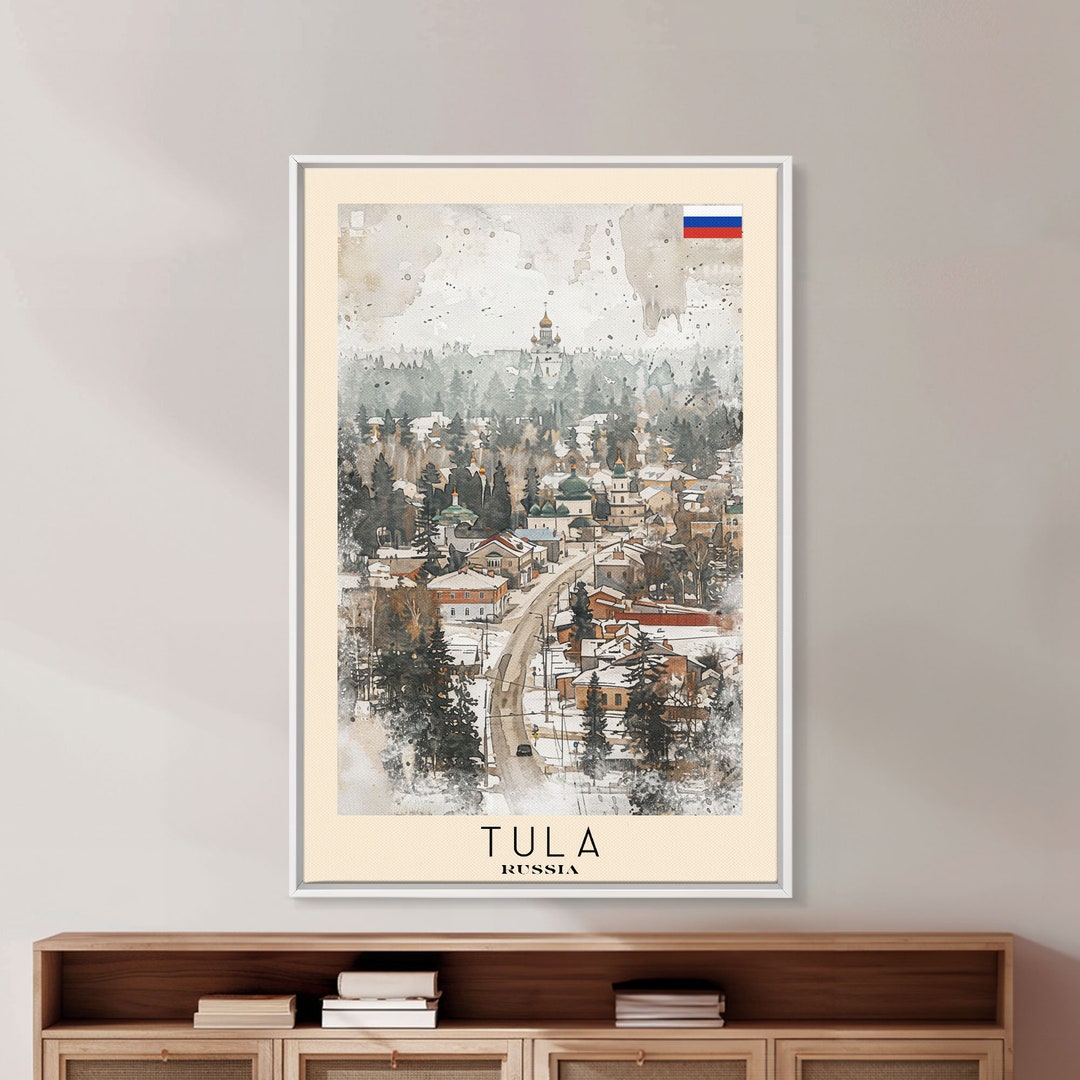 Tula Russia Travel Poster Framed Canvas Print, Watercolor Painting ...