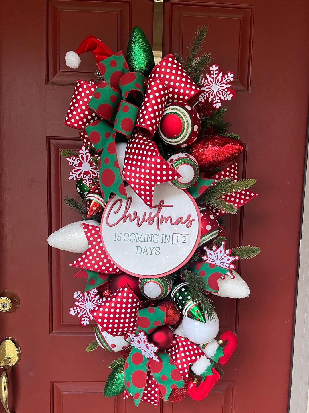 Christmas Countdown Wreath, Christmas Wreath, Oversized Lightbulb ...