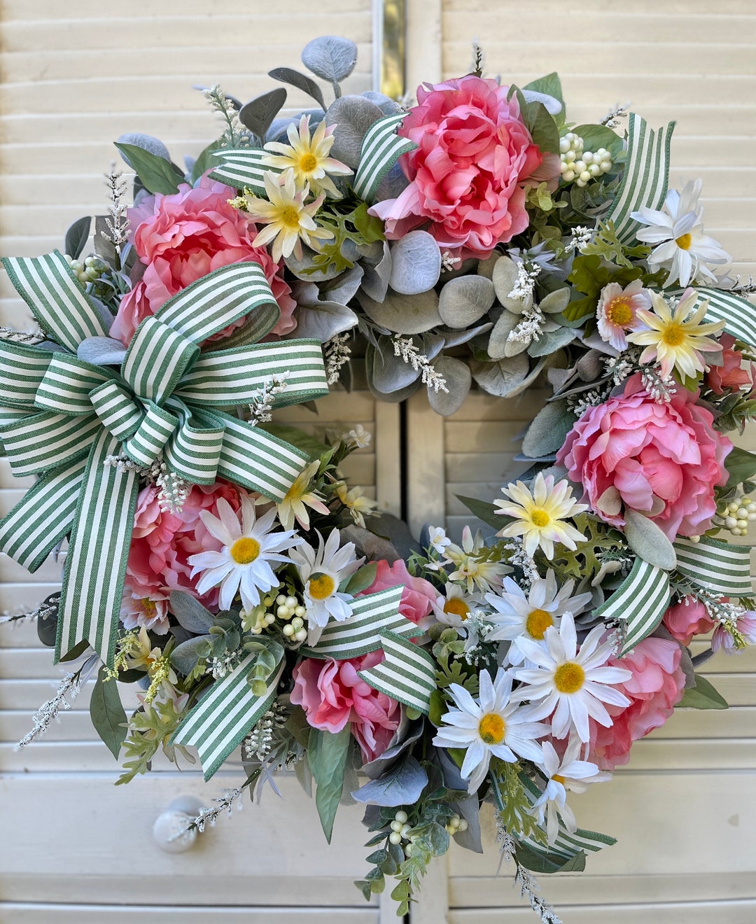 Spring Floral Wreath, Daisy Wreath, Peony Wreath, Front Door, Spring ...
