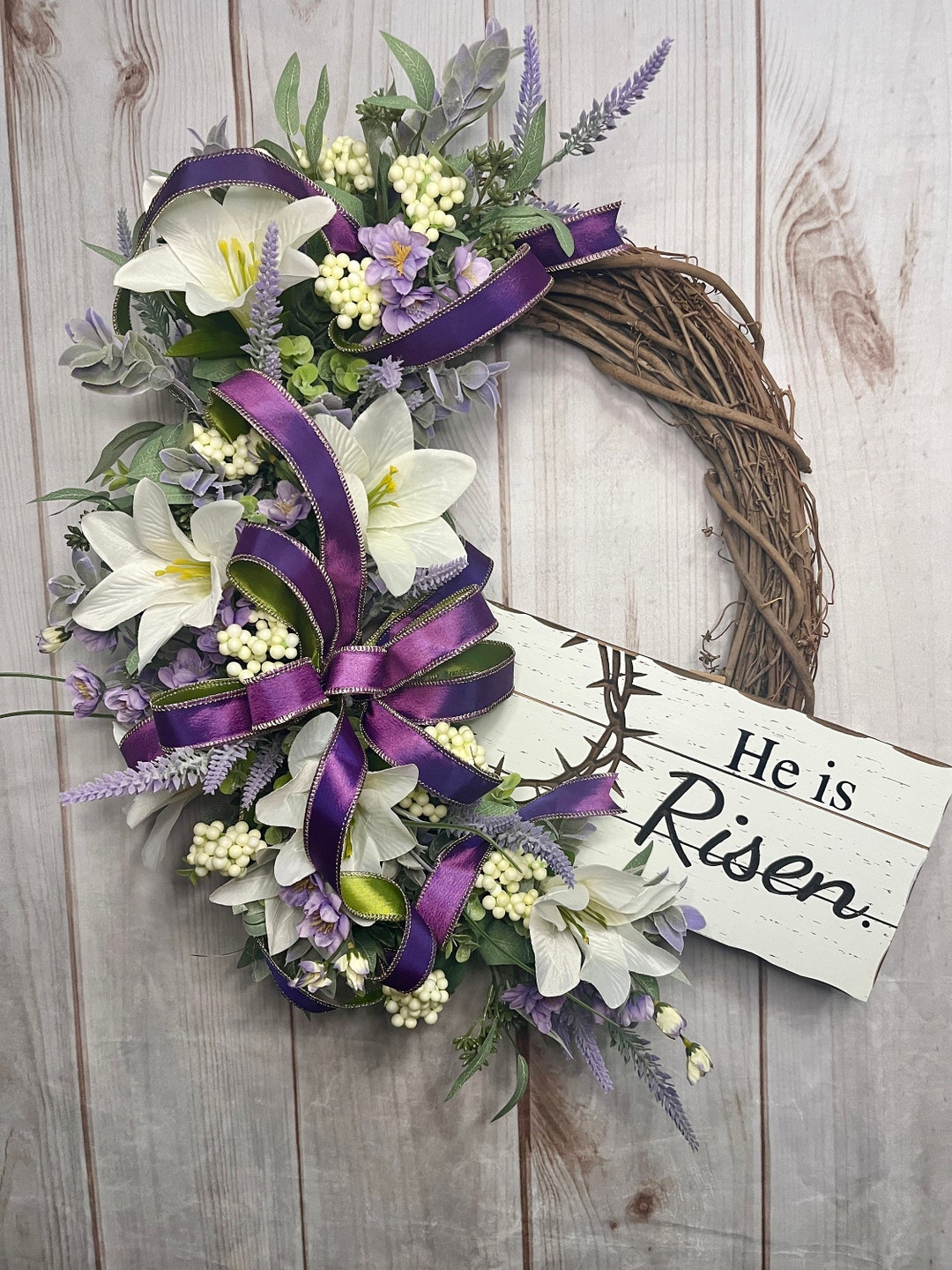 He is Risen Wreath, Religious Wreath, Easter Wreath, Lily Wreath for ...