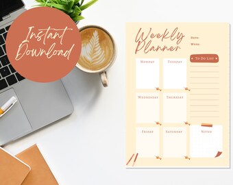 Weekly Planner Digital Pages, Undated Weekly Schedule, Weekly Printable ...