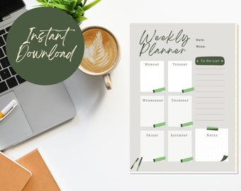 Weekly Planner Digital Pages, Undated Weekly Schedule, Weekly Printable ...