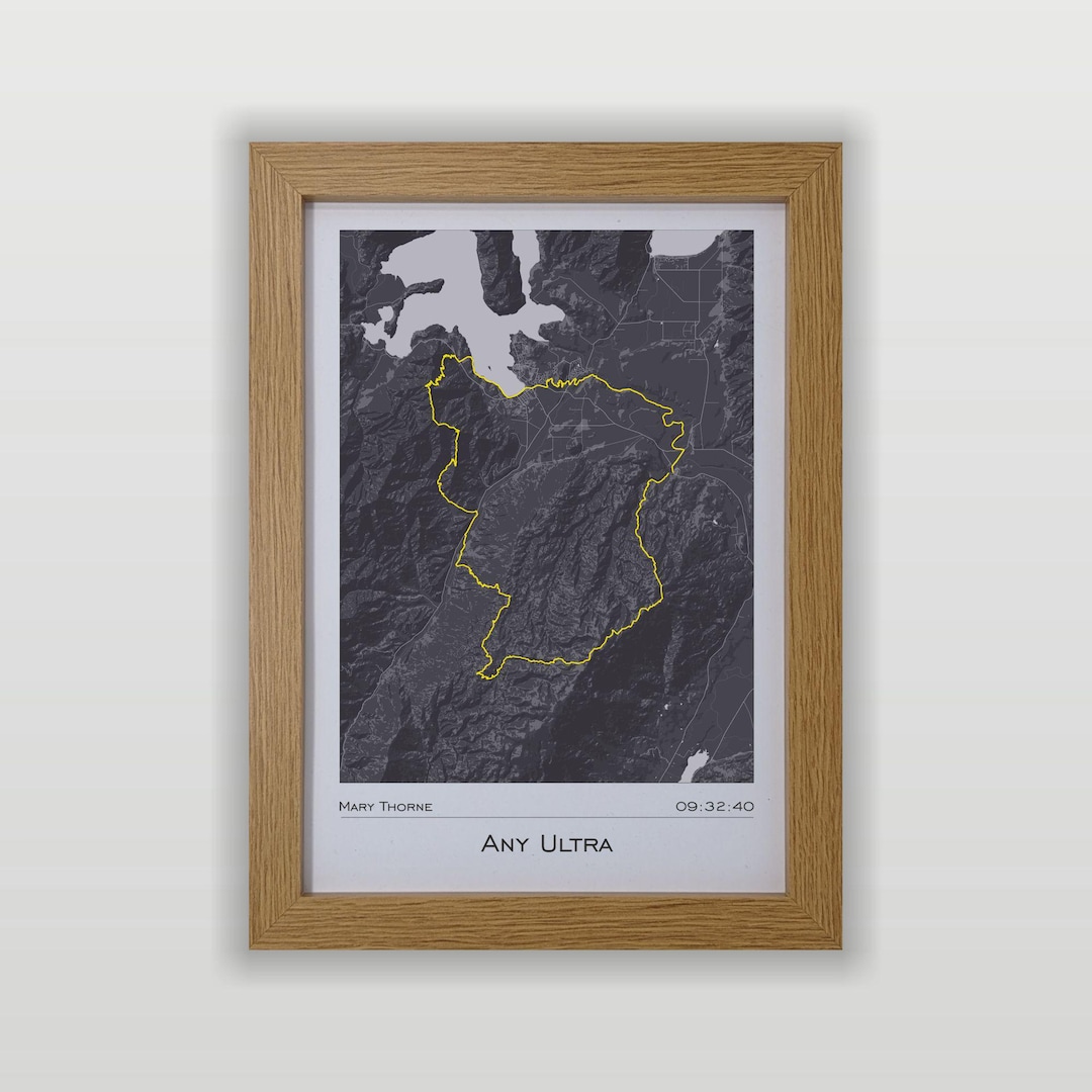 Any Ultra Marathon Route Map Print - Framed : Gift for Ultra Marathon ...