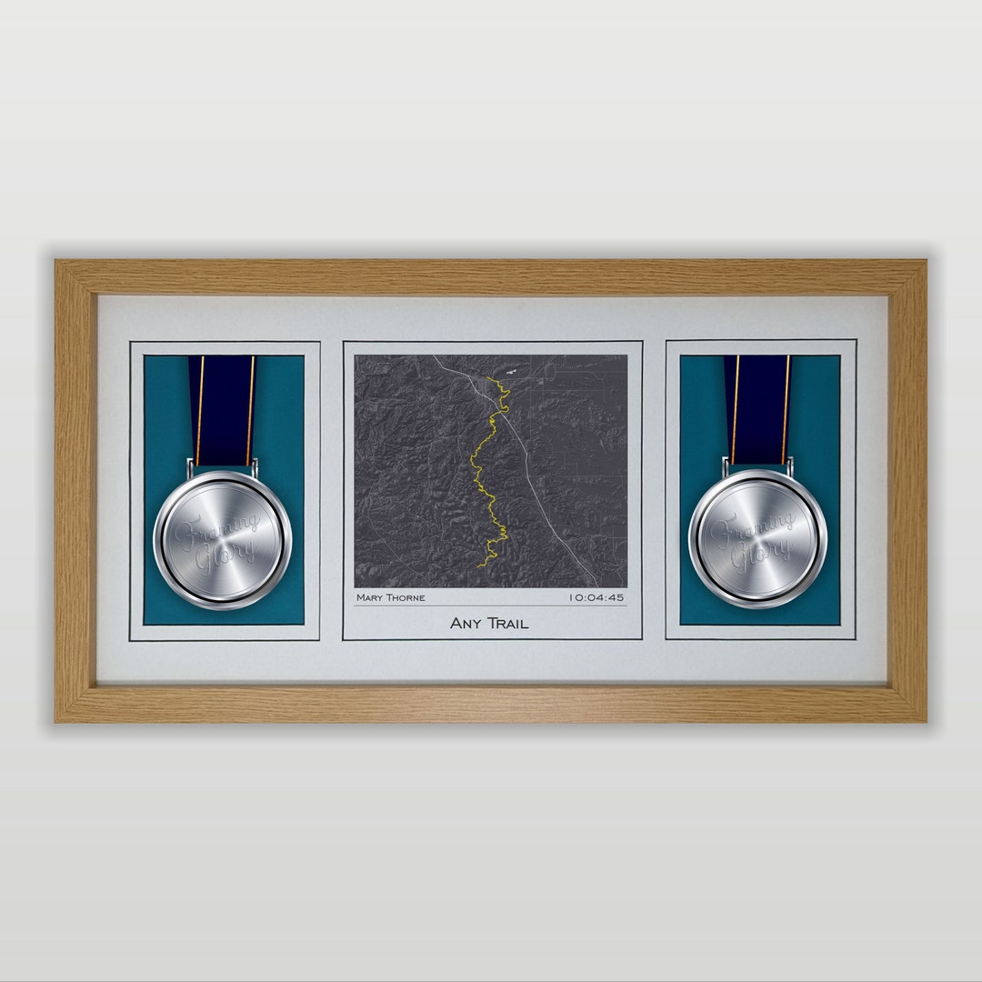 Any - Trail Route Map & Double Medal Display Frame : Gift for Any Trail ...