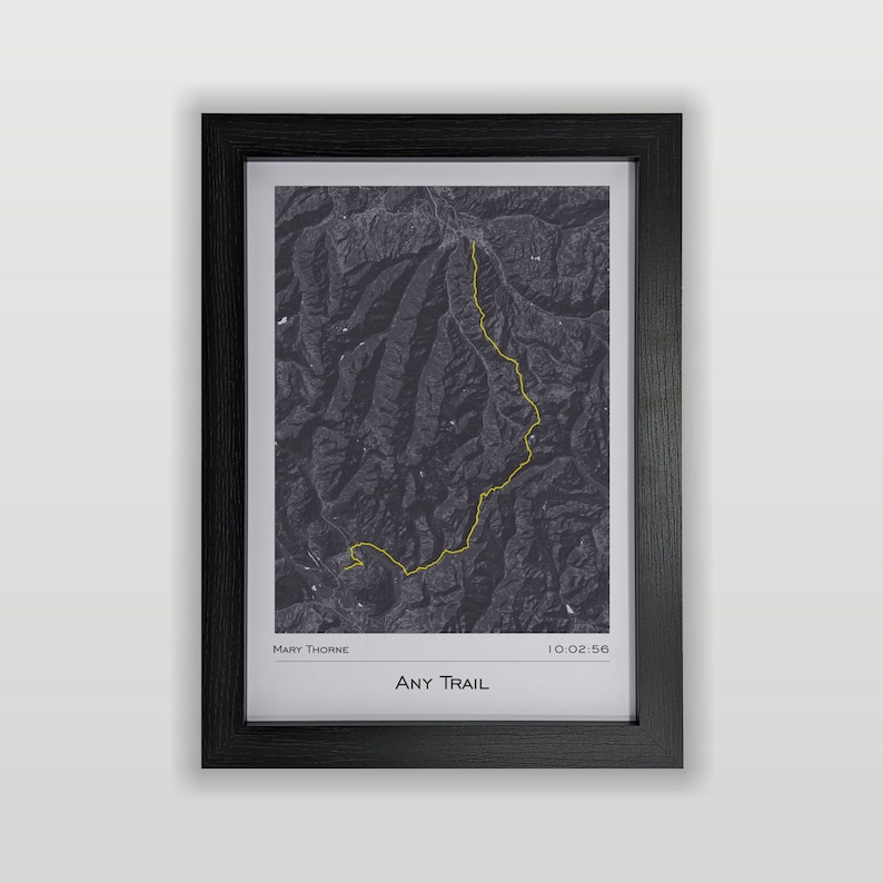 Any Trail Route Map Print Framed : Gift for Trail Runners, Trail & XC ...