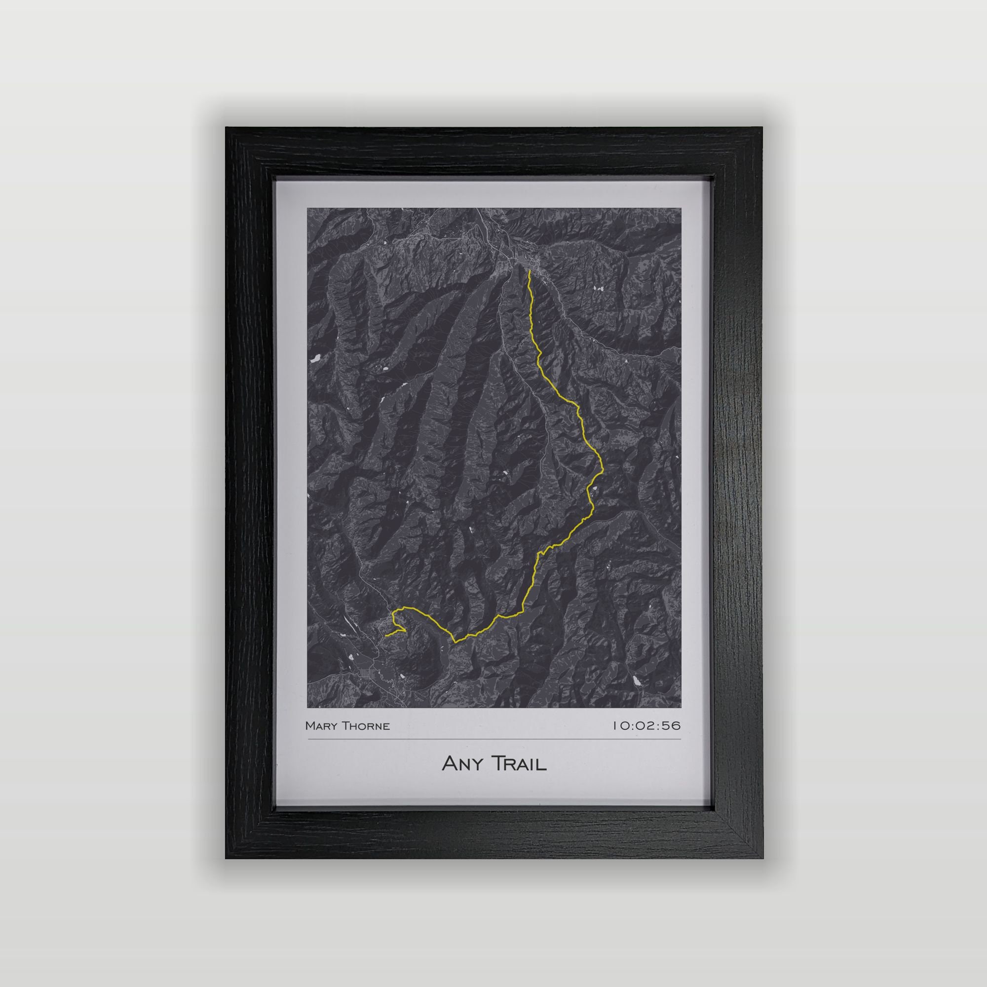 Any Trail Route Map Print - Framed : Gift for Trail Runners, Trail & XC ...