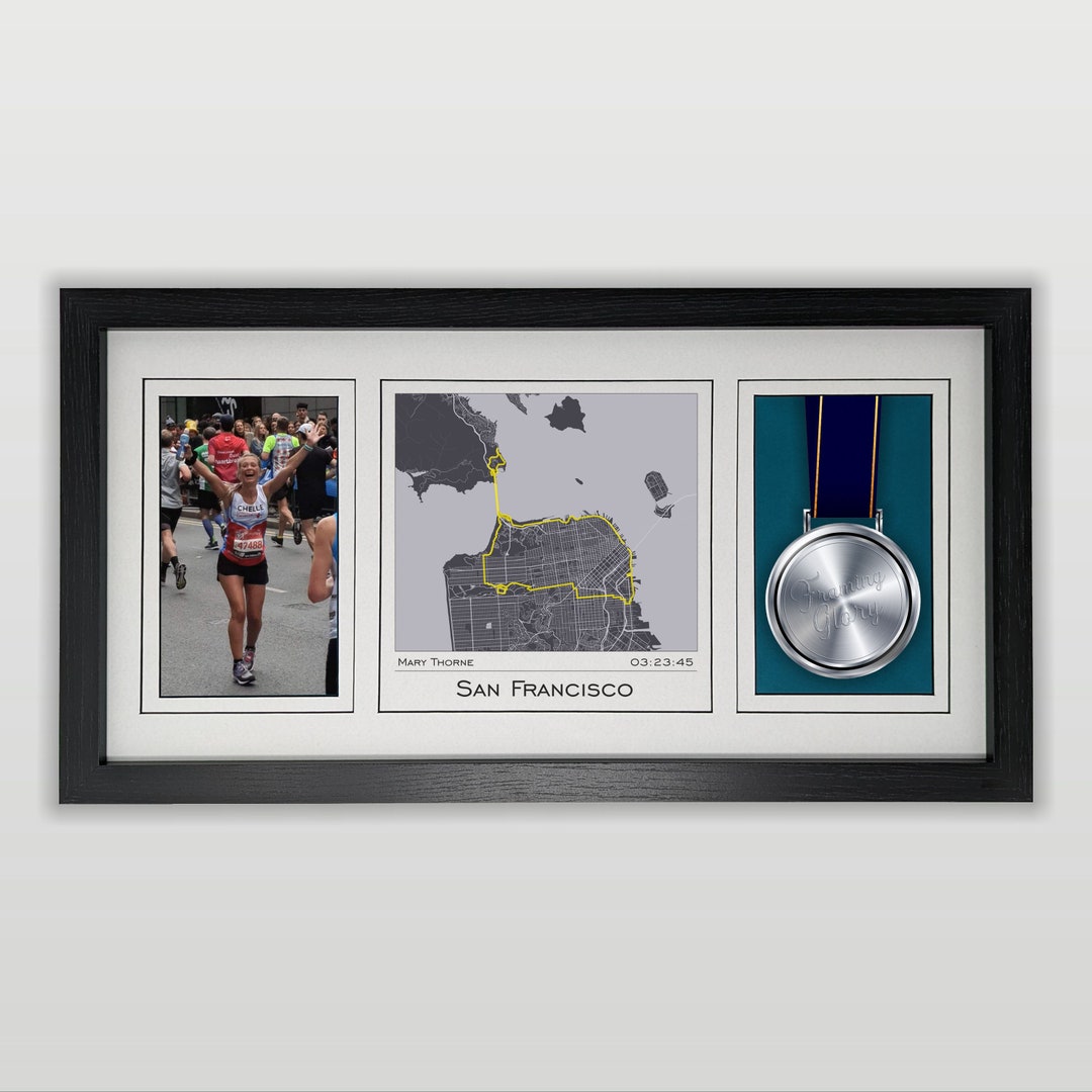 San Francisco Marathon Map, Photo & Medal Display Frame : Gift for San ...