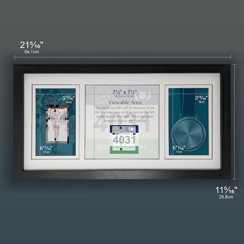 2 X Running Race Bib, Photo & Medal Display Frames : Gift for Runner ...
