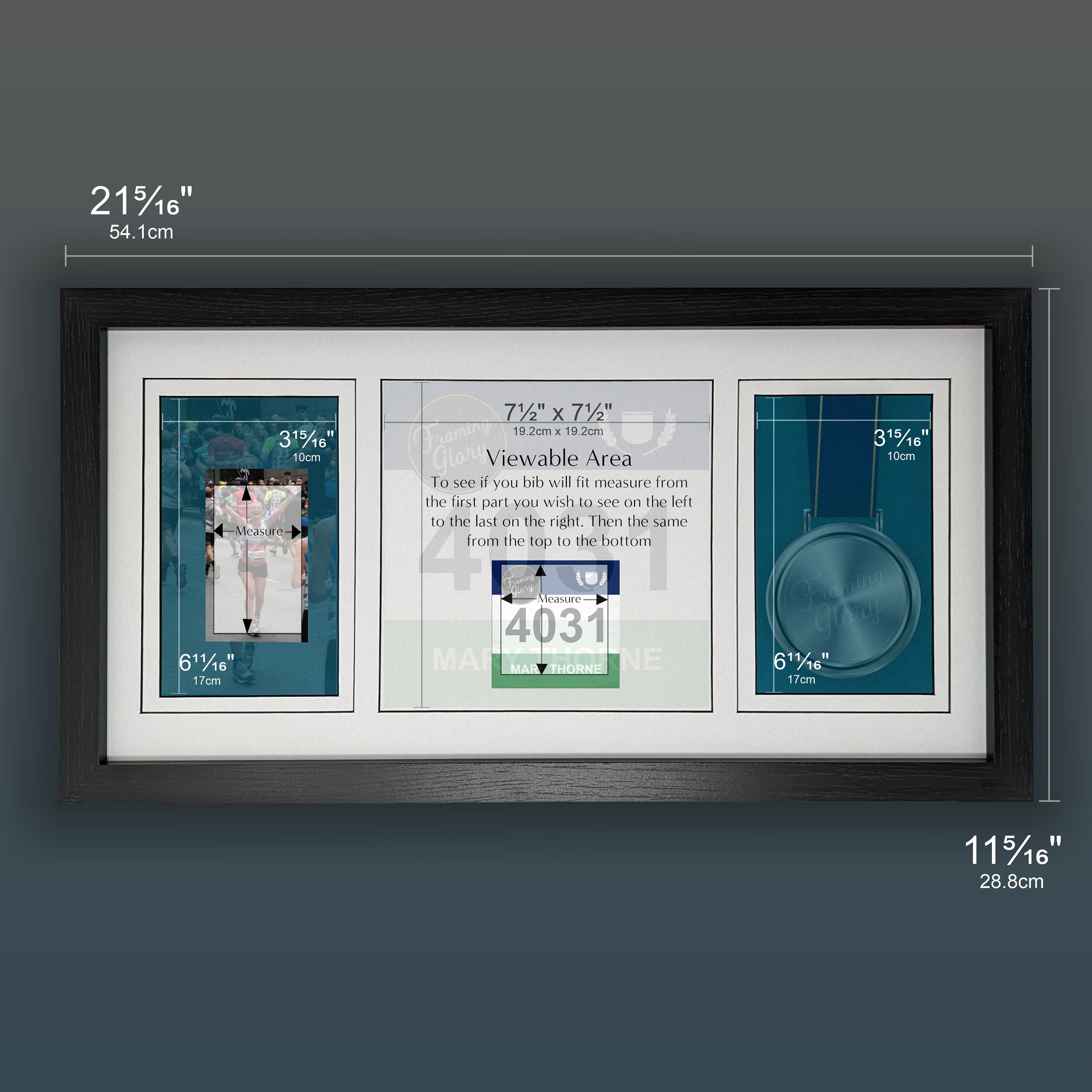 2 X Running Race Bib, Photo & Medal Display Frames : Gift for Runner ...