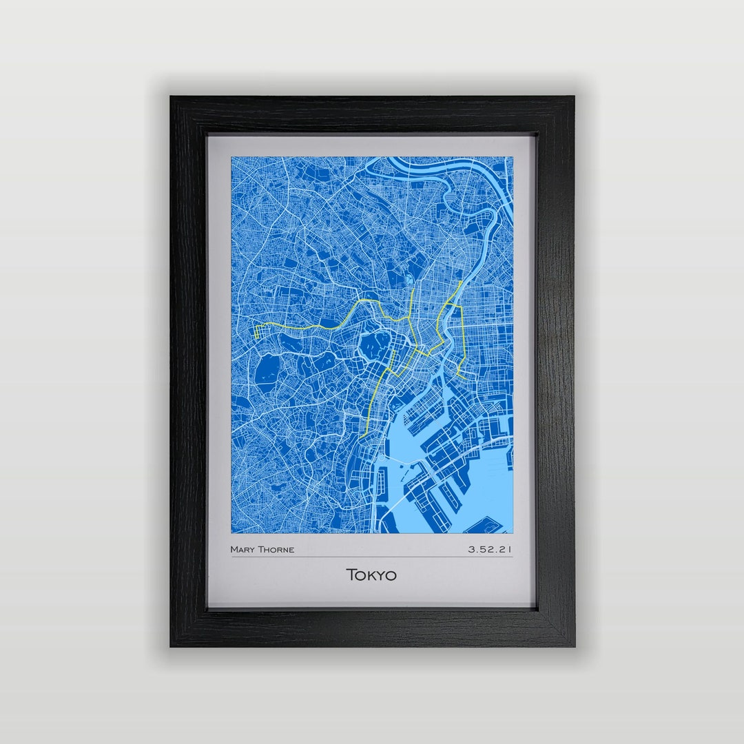 Tokyo Marathon Route Map Print - Framed : Gift for Tokyo, Marathon ...