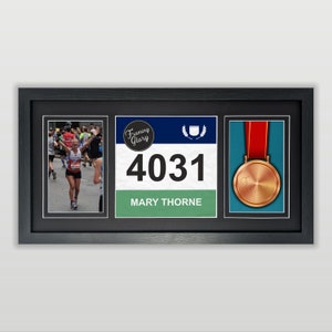 2 X Running Race Bib, Photo & Medal Display Frames : Gift for Runner ...