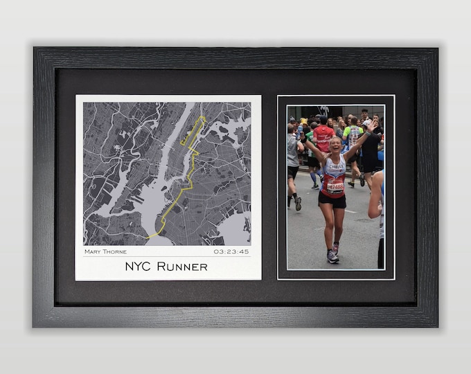 New York Route Map Marathon Map & Photo Display Frame : Gift for New ...