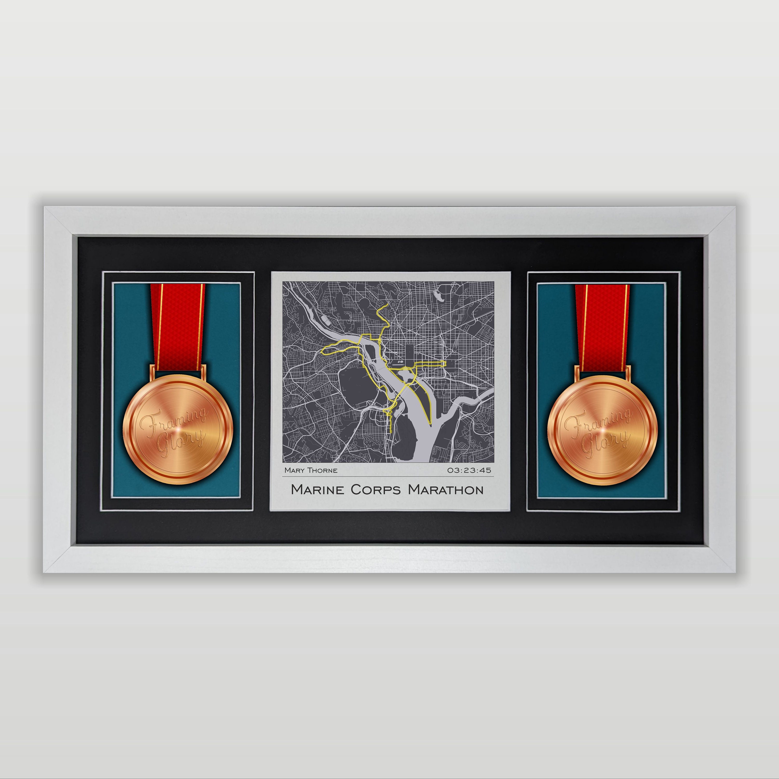 MCM Marine Corps Marathon Route Map & Double Medal Display - Etsy