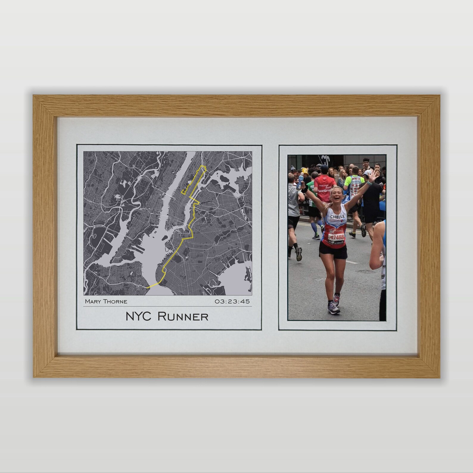 New York Route Map Marathon Map & Photo Display Frame : Gift for New ...