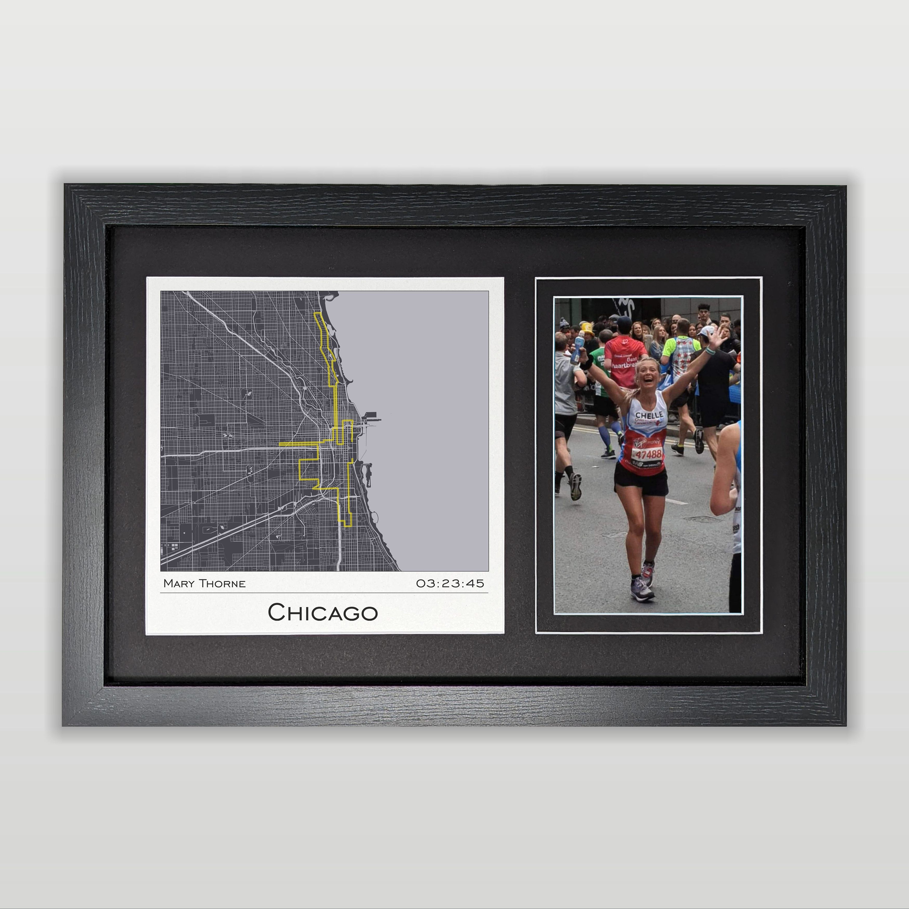 Chicago Marathon Map & Photo Display Frame : Gift for Chicago Marathon ...
