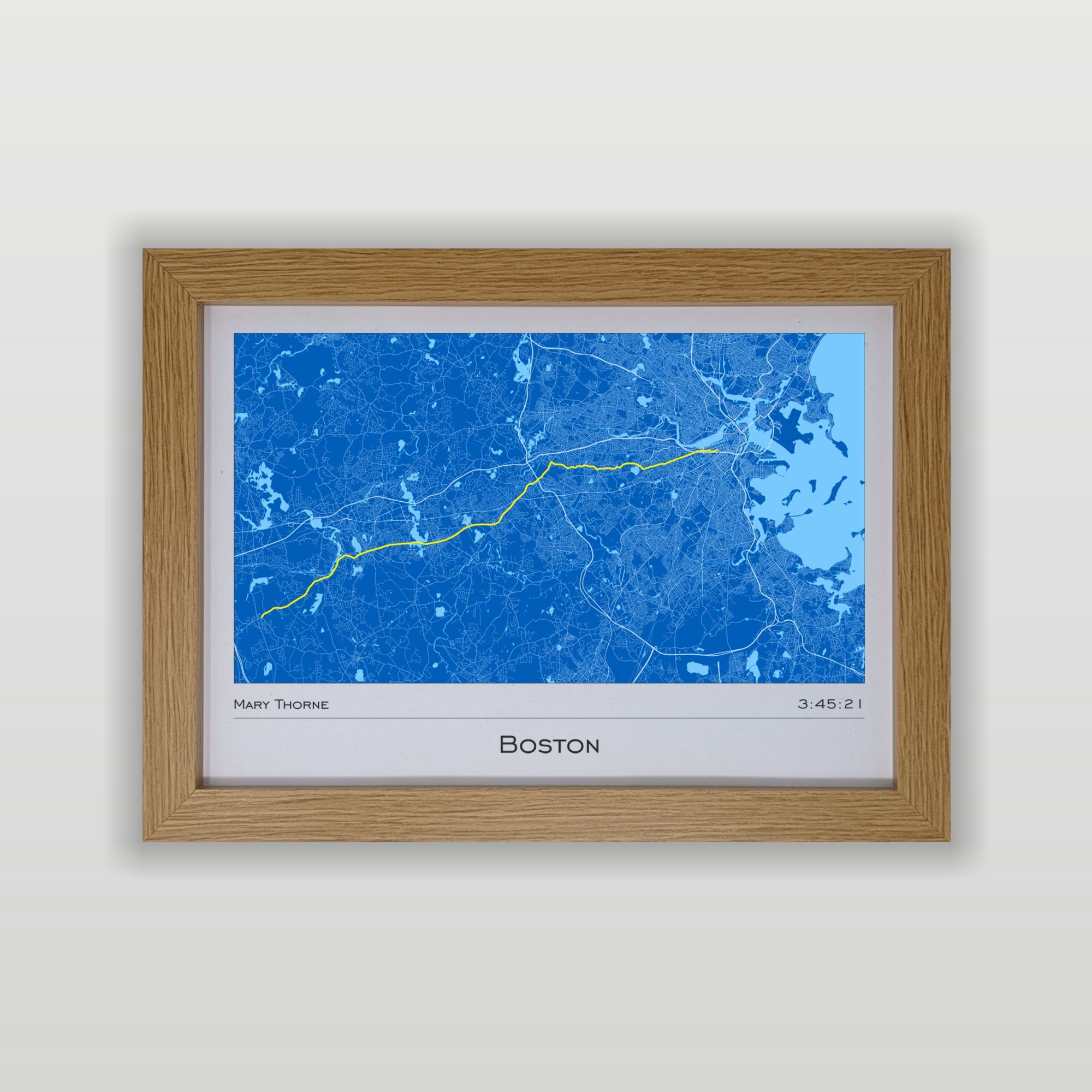 Boston Marathon Route Map Print Framed : Gift for Boston, Marathon ...