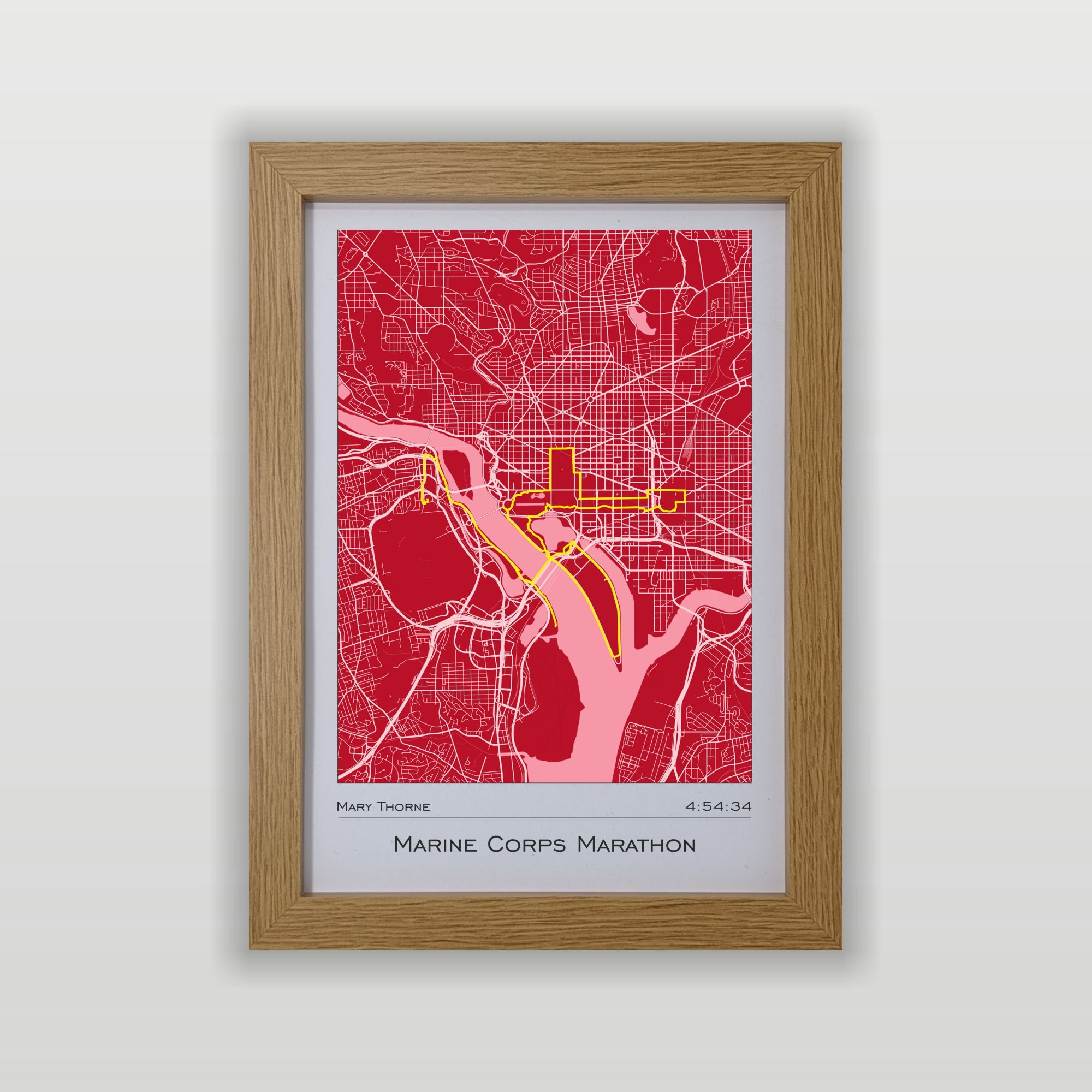 MCM Marine Corps Marathon Route Map Print - Framed : Gift for Marine ...