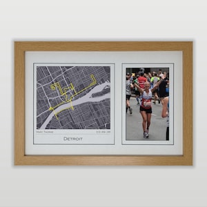 Detroit Marathon Map & Photo Display Frame : Gift for Detroit Marathon ...