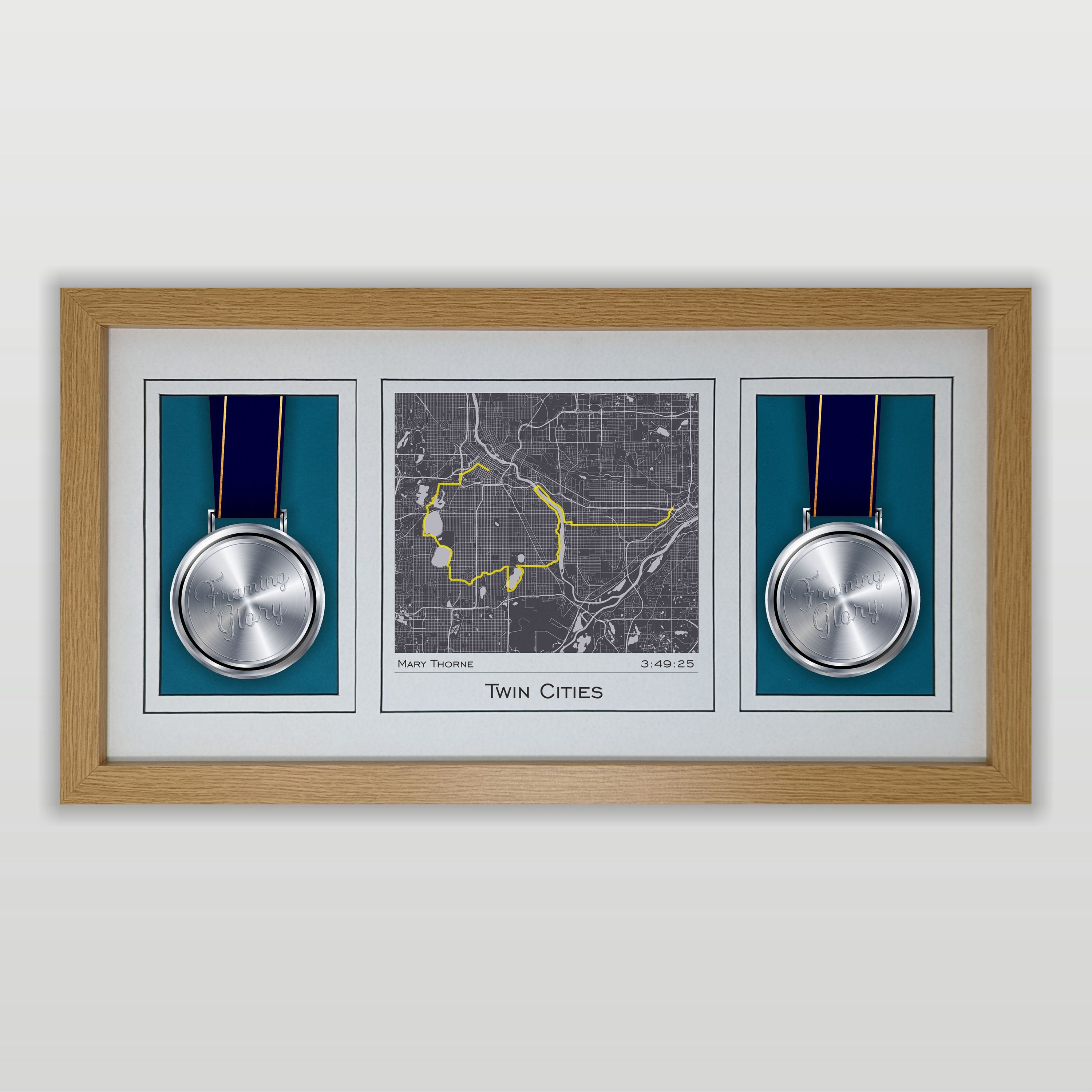 Twin Cities Marathon Route Map & Double Medal Display Frame : Gift for ...