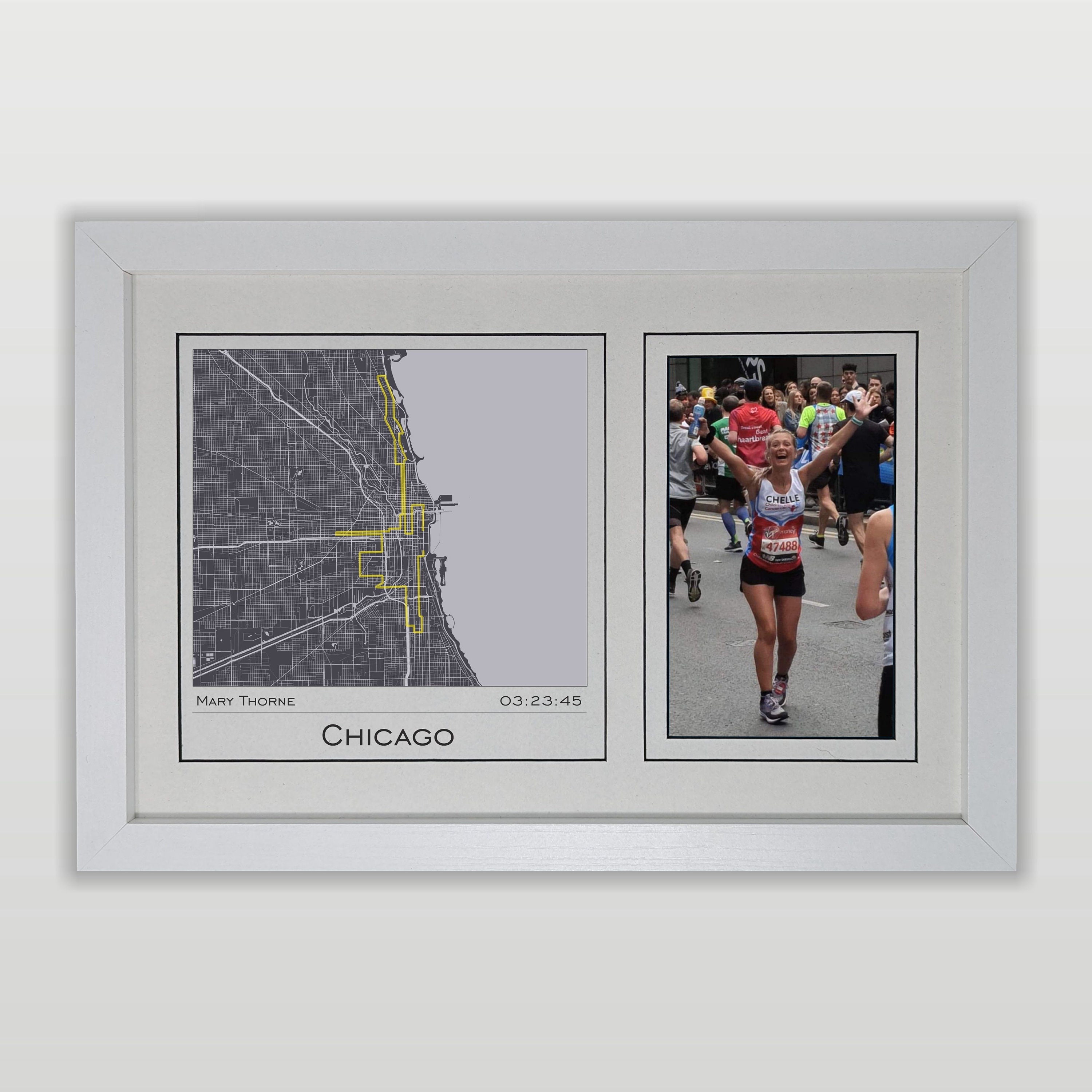 Chicago Marathon Map & Photo Display Frame : Gift for Chicago Marathon ...