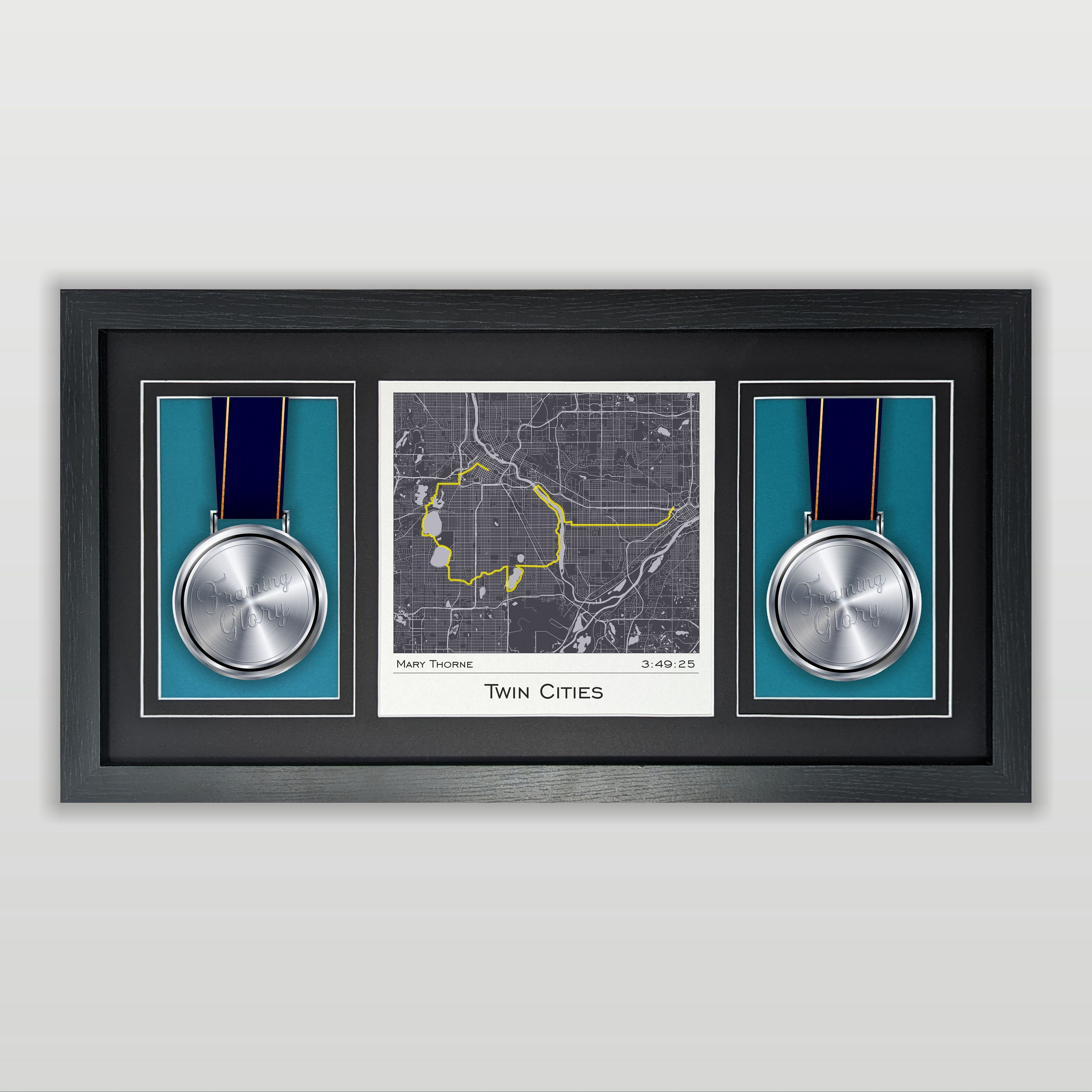 Twin Cities Marathon Route Map & Double Medal Display Frame : Gift for ...