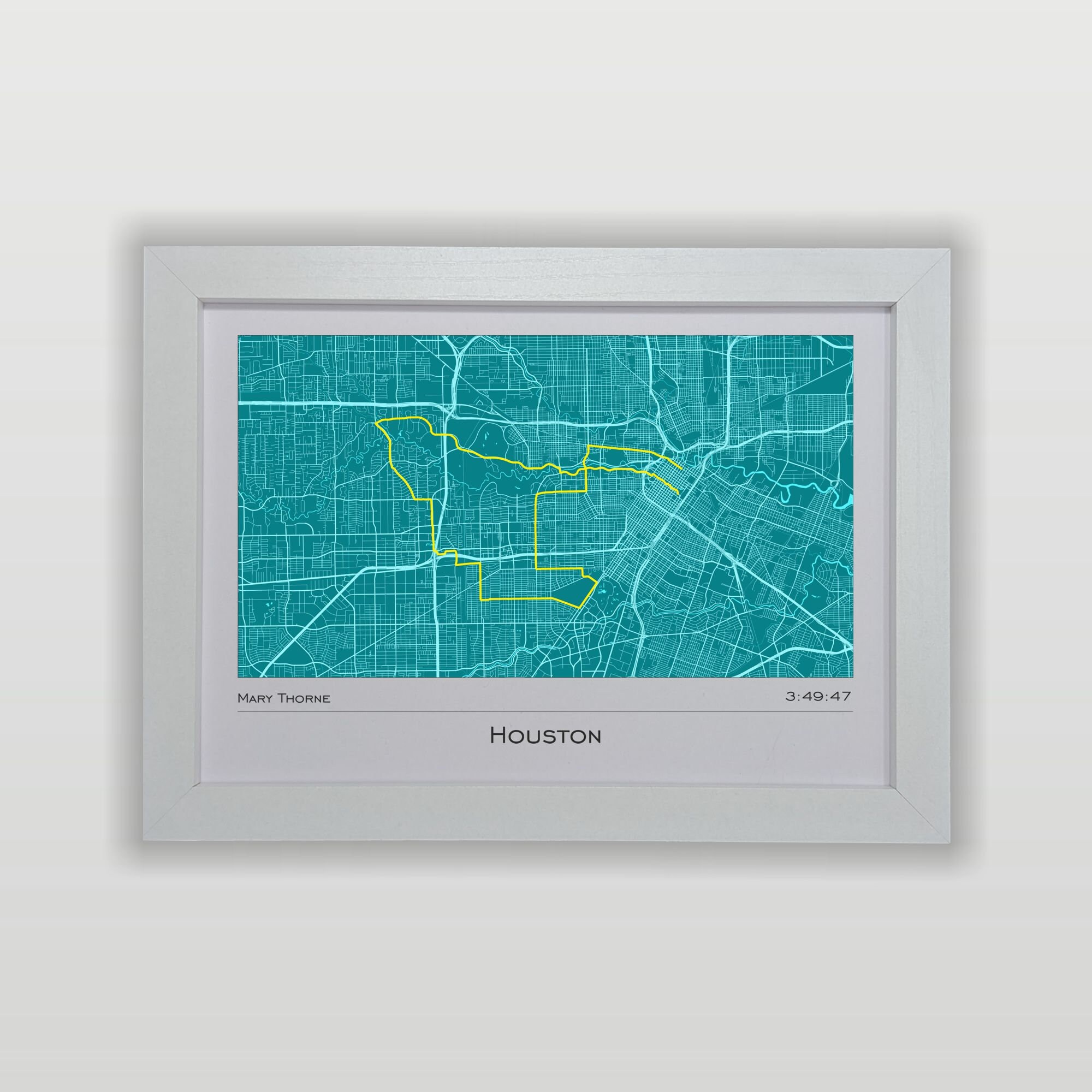 Houston Marathon Route Map Print - Framed : Gift for Houston, Marathon ...
