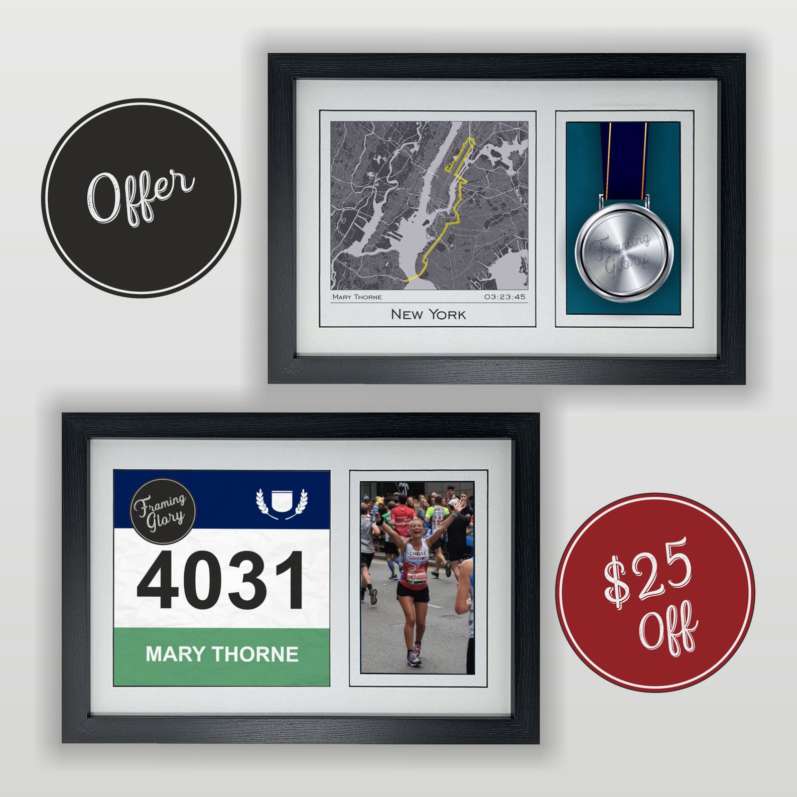Running Map & Medal Plus Bib Plus Photo Display Frame - Offer : Gifts ...