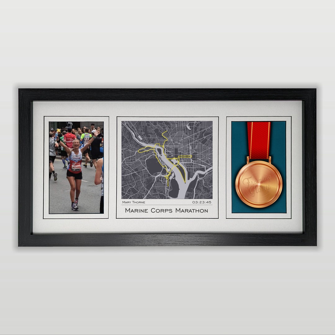 MCM Marine Corps Marathon Map, Photo & Medal Display Frame : Gift for ...