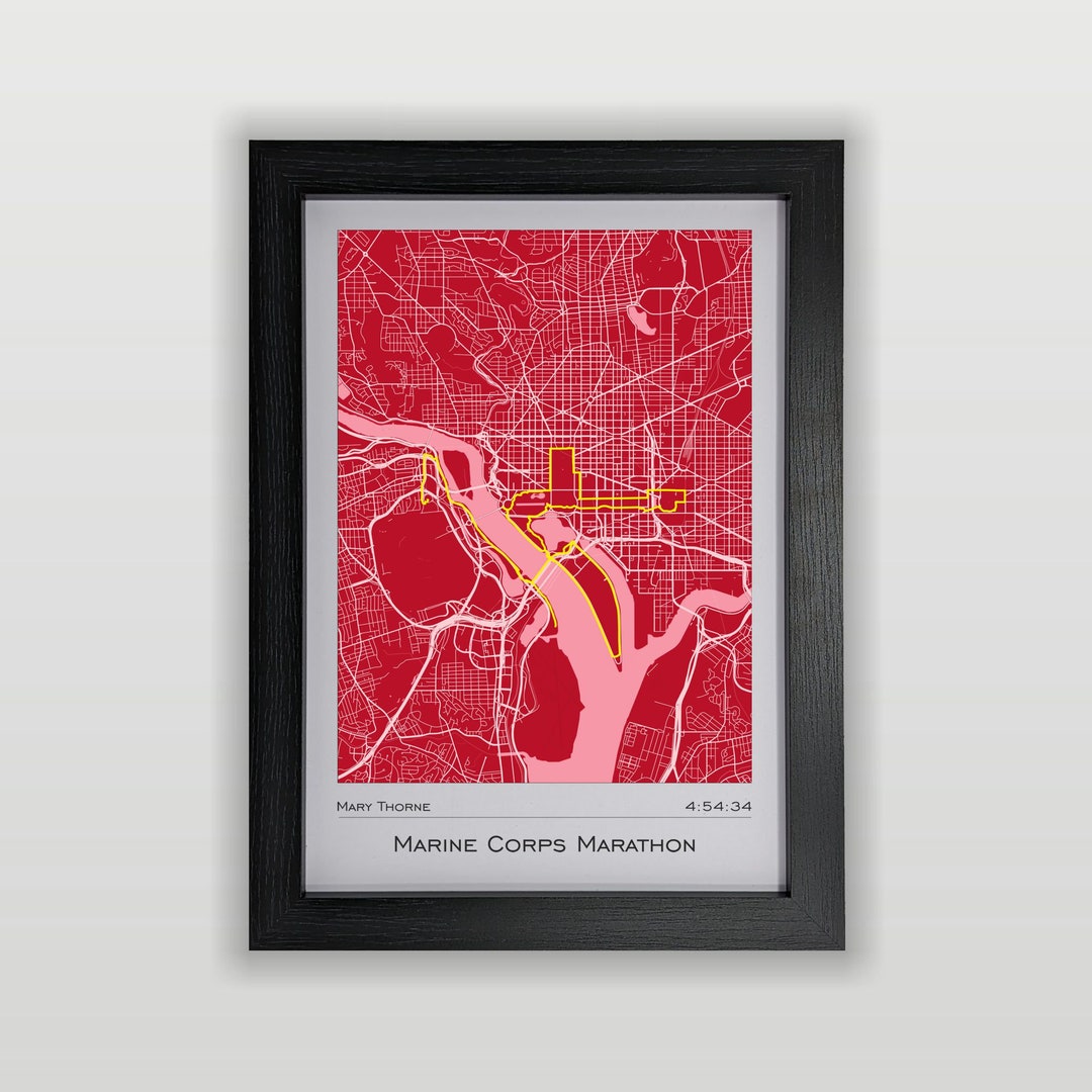 MCM Marine Corps Marathon Route Map Print - Framed : Gift for Marine ...