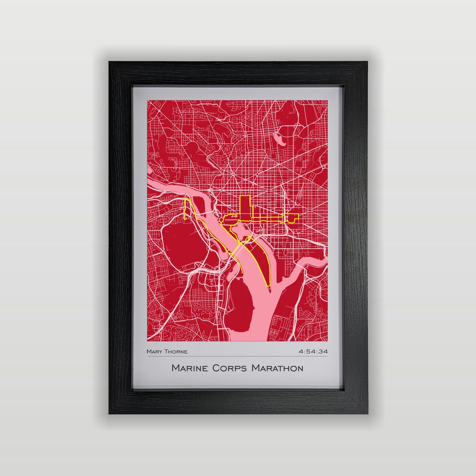 MCM Marine Corps Marathon Route Map Print - Framed : Gift for Marine ...