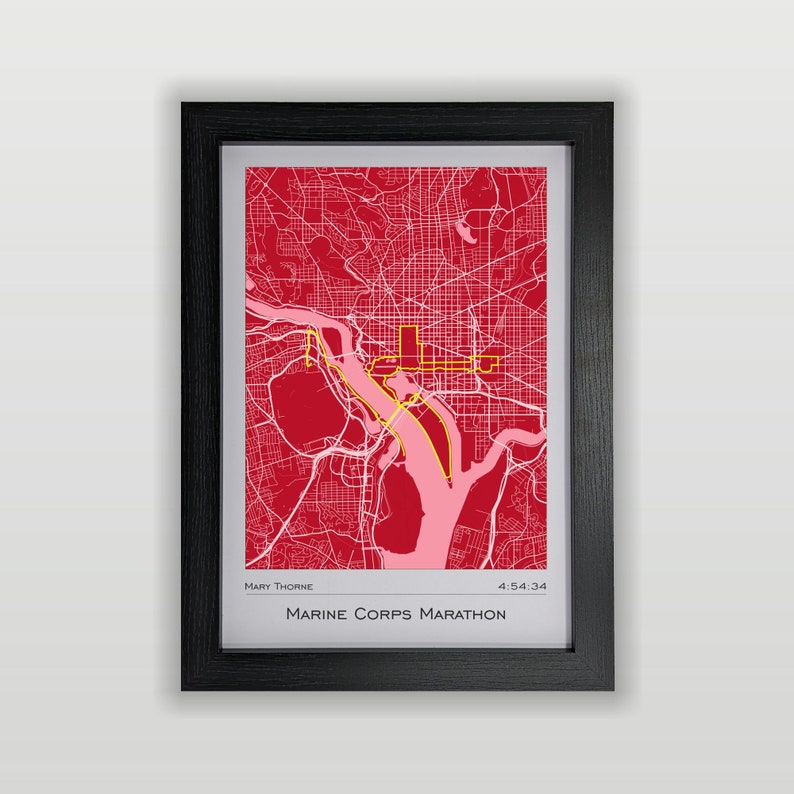 MCM Marine Corps Marathon Route Map Print - Framed : Gift for Marine ...