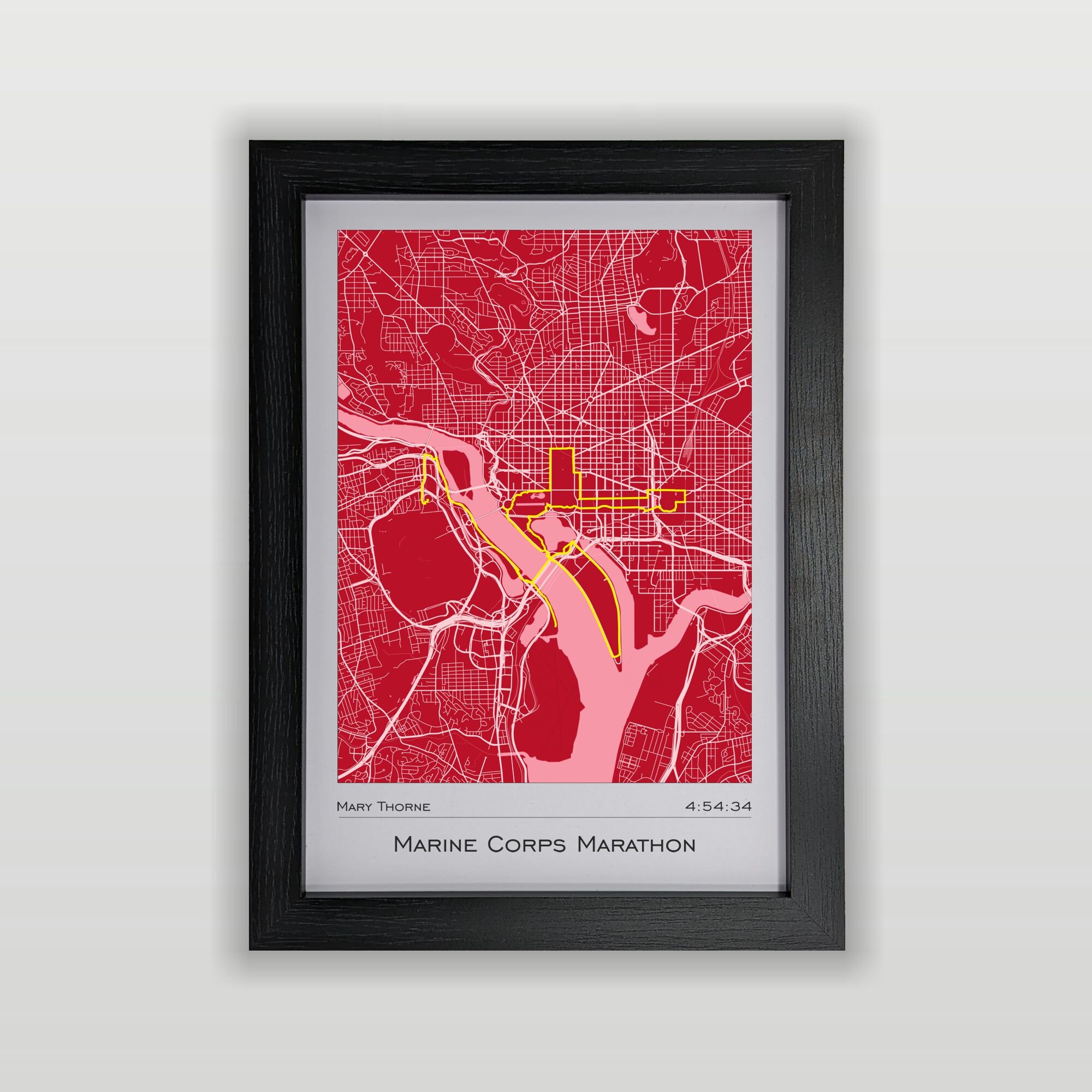 MCM Marine Corps Marathon Route Map Print - Framed : Gift for Marine ...