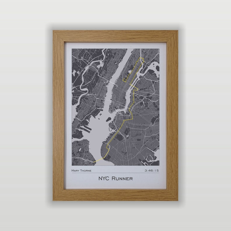 New York Route Map Marathon Route Map Print - Framed : Gift for New ...