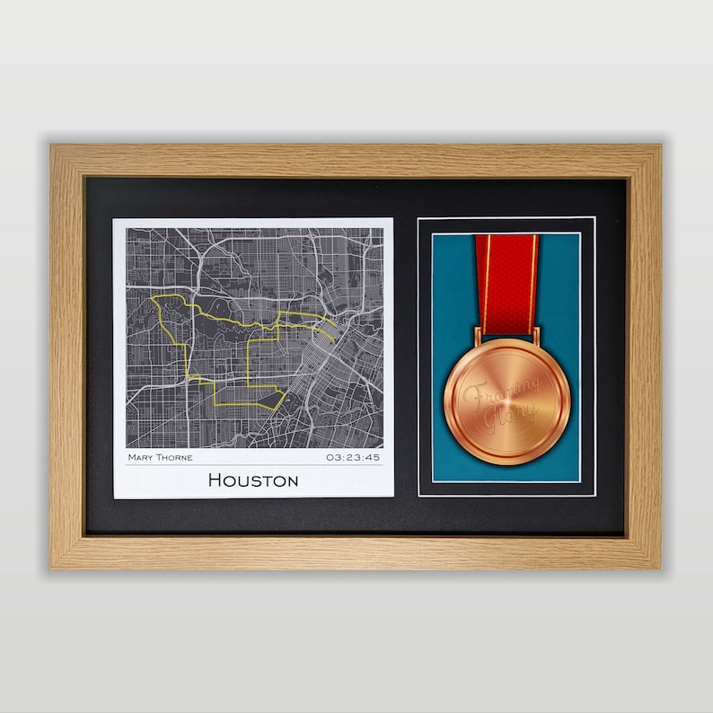 Houston Marathon Map & Medal Display Frame : Gift for - Etsy