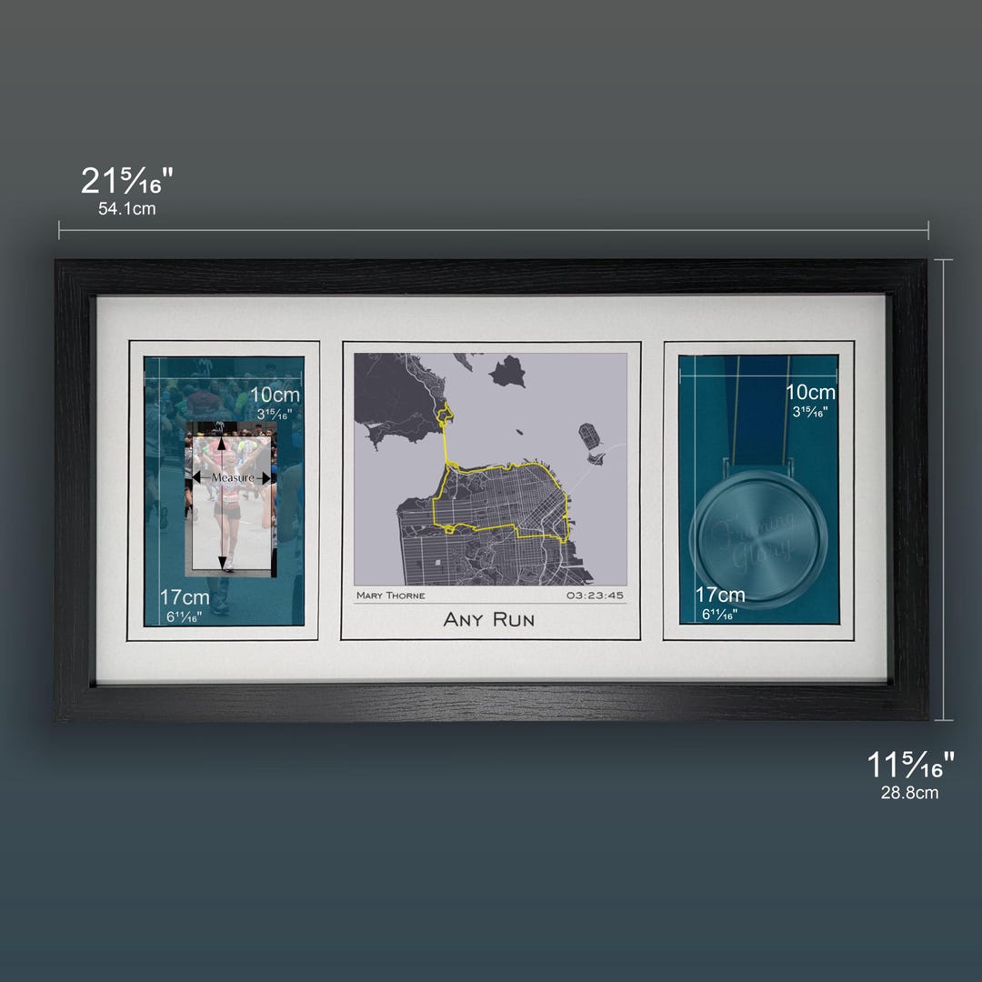 Any Marathon Route Map & Double Medal Display Frame : Gift for Any ...