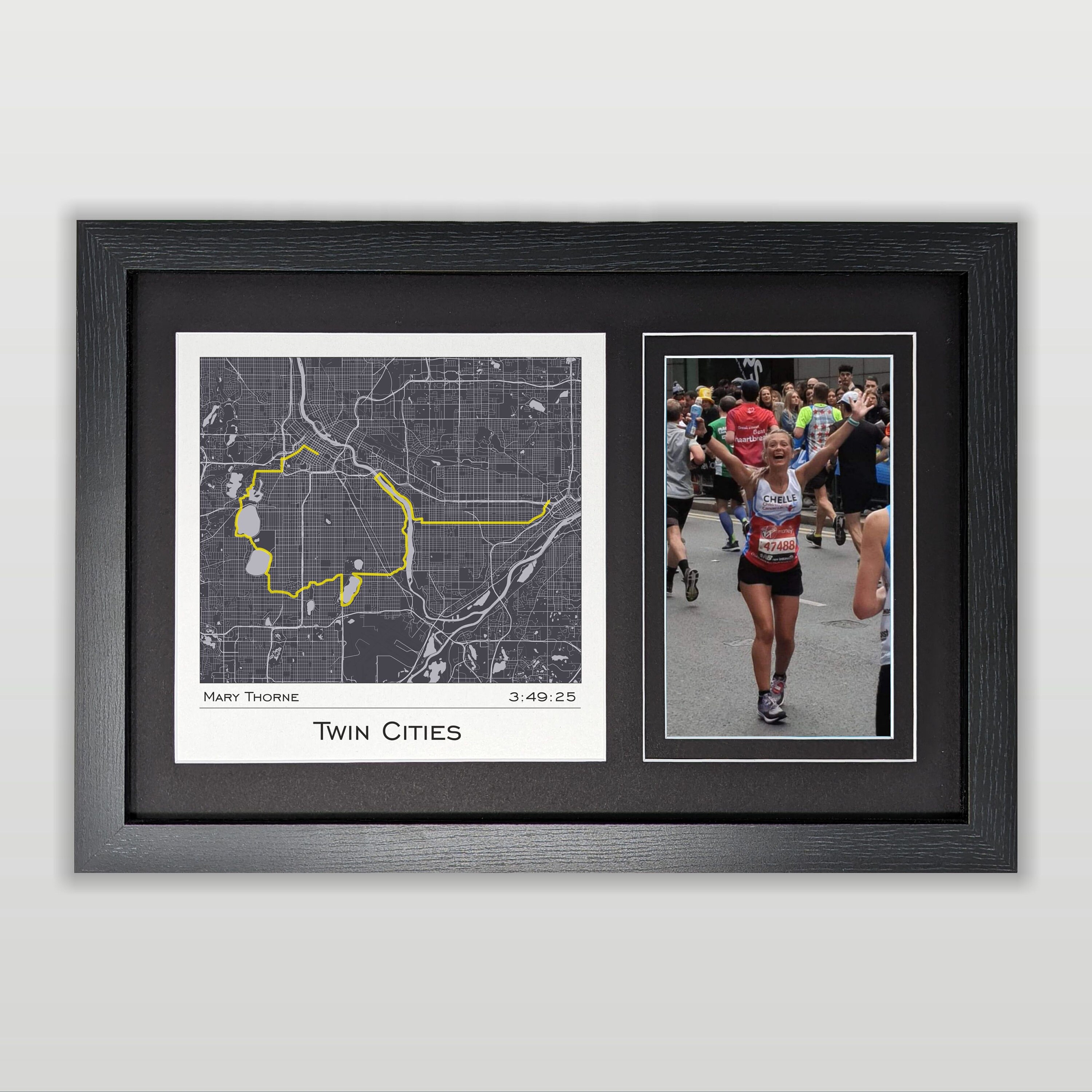 Twin Cities Marathon Map & Photo Display Frame : Gift for Twin Cities ...