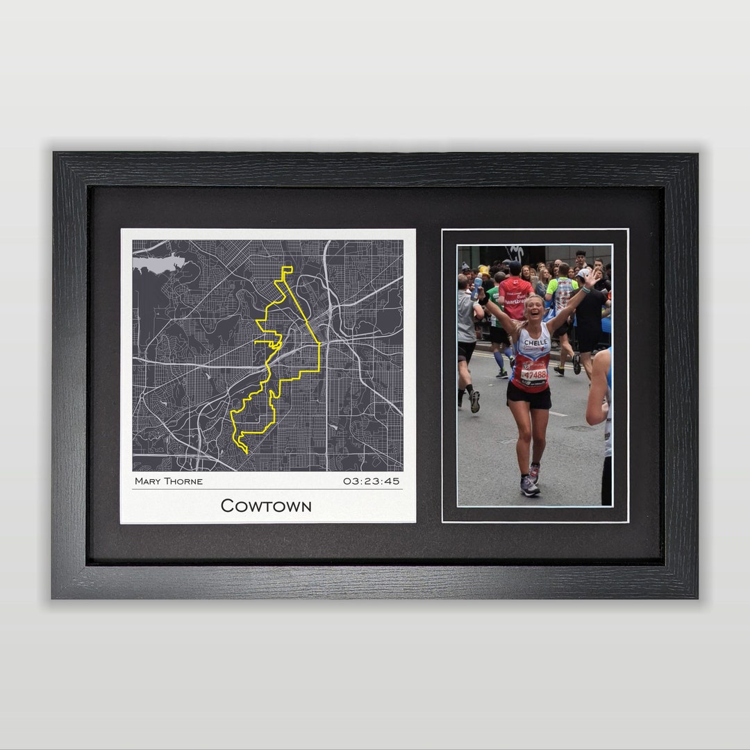 Cowtown Marathon Map & Photo Display Frame : Gift for Cowtown Marathon ...