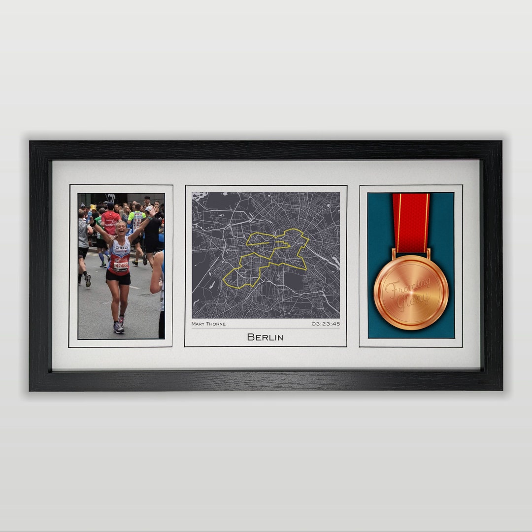 Berlin Marathon Map, Photo & Medal Display Frame : Gift for Berlin Marathon Runner Print Made ...