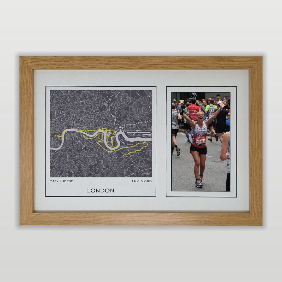 London Marathon Map & Photo Display Frame : Gift for London Marathon ...