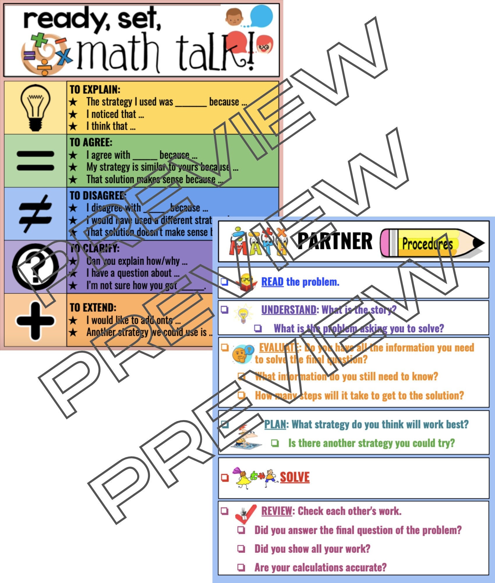 Math Talk/partner Work Anchor Chart (laminated) - Etsy