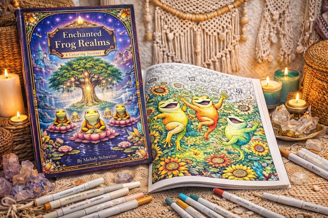 Adult Coloring Book, Enchanted Frog Realm - Etsy
