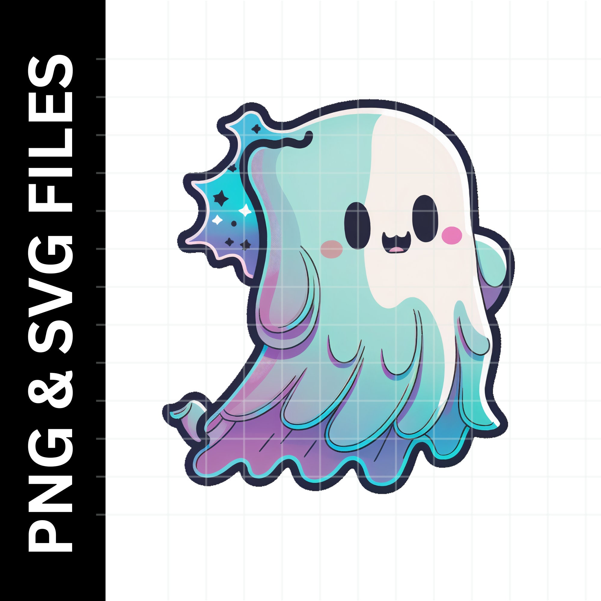 Adorable Kawaii Ghost Sticker Pack Printable Print and Cut - Etsy